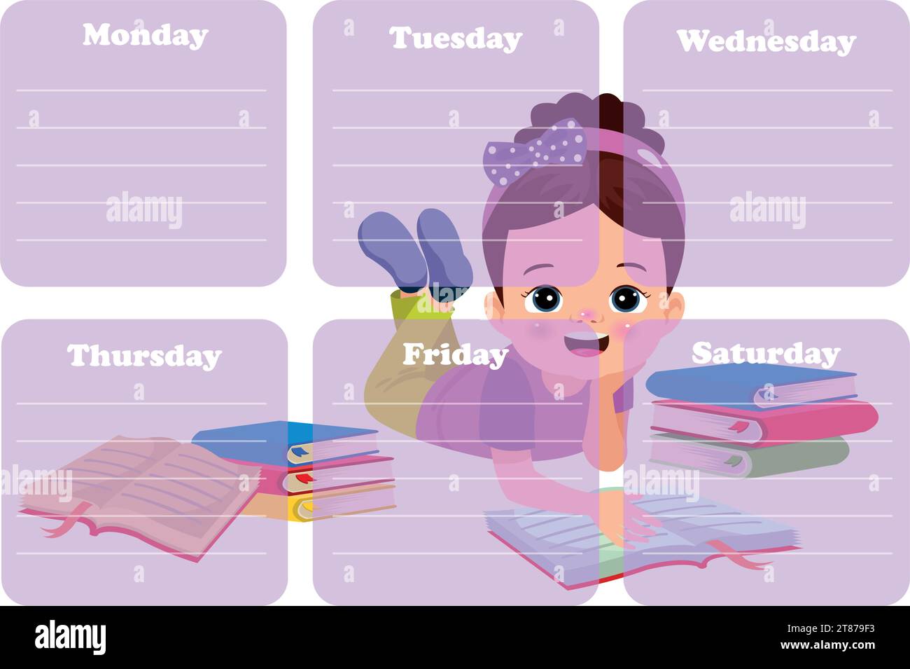 Back to school timetable. Hand drawn. Classroom timetable. Plan note ...