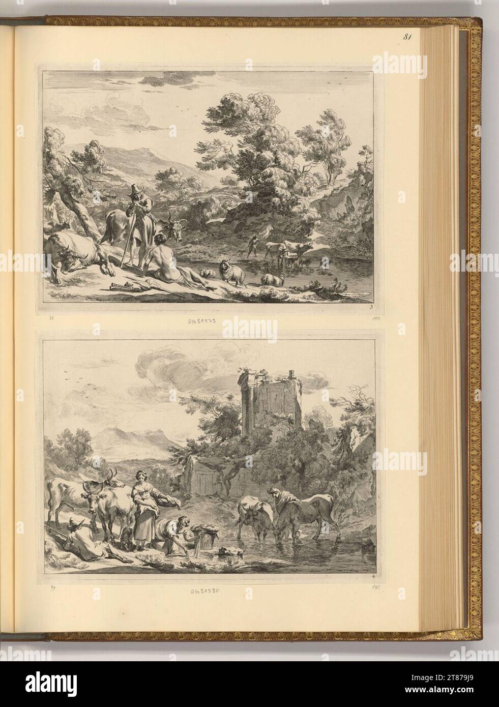 Jan de Visscher (Engraver) Shepherds on a river; The clothes. Etching ...