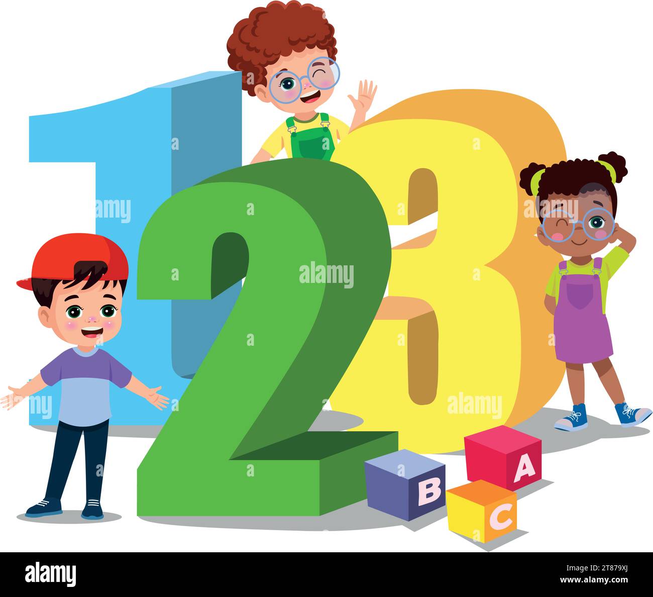 school kids with 123 numbers Stock Vector Image & Art - Alamy