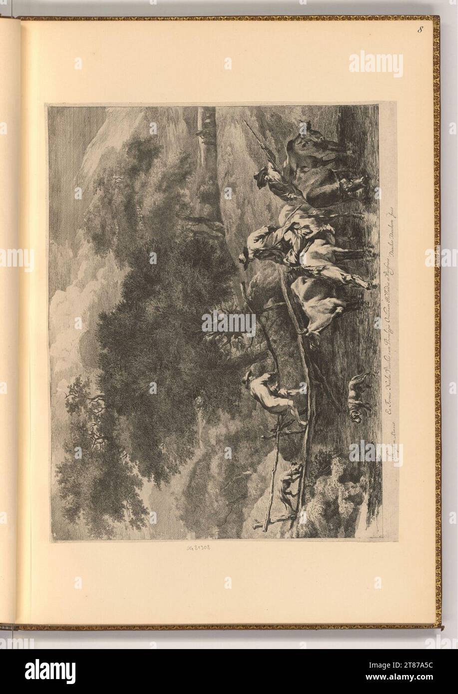 Danker Danckerts (Engraver) Pastoral landscape with wooden bridge on ...