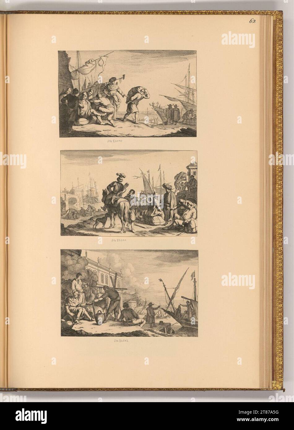 Johannes Groensveld (Engraver) Harbus scenes, Italy. etching 1675-1728 ...