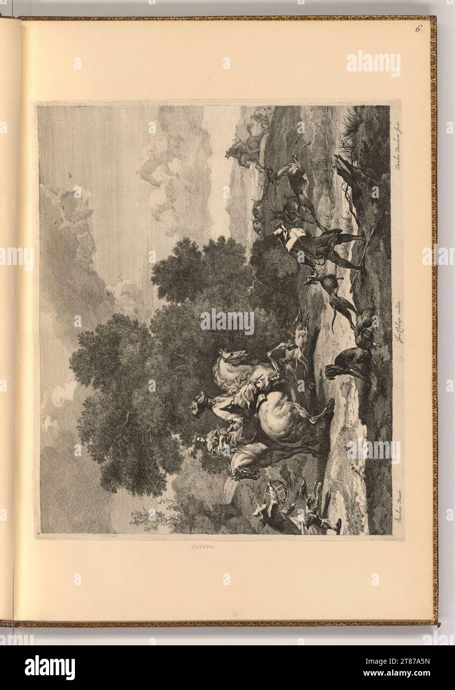 Danker Danckerts (Engraver) Landscape with deer hunt. etching 1648-1666 ...