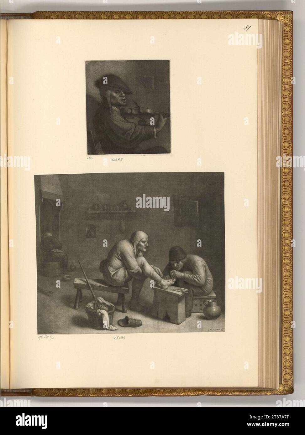 Wallerand Vaillant (Engraver) Man plays violin; Peasant wound doctor ...