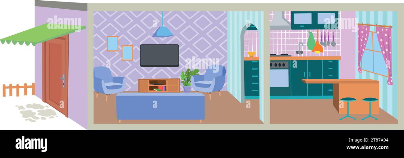 One cut cartoon house and children Stock Vector Image & Art - Alamy