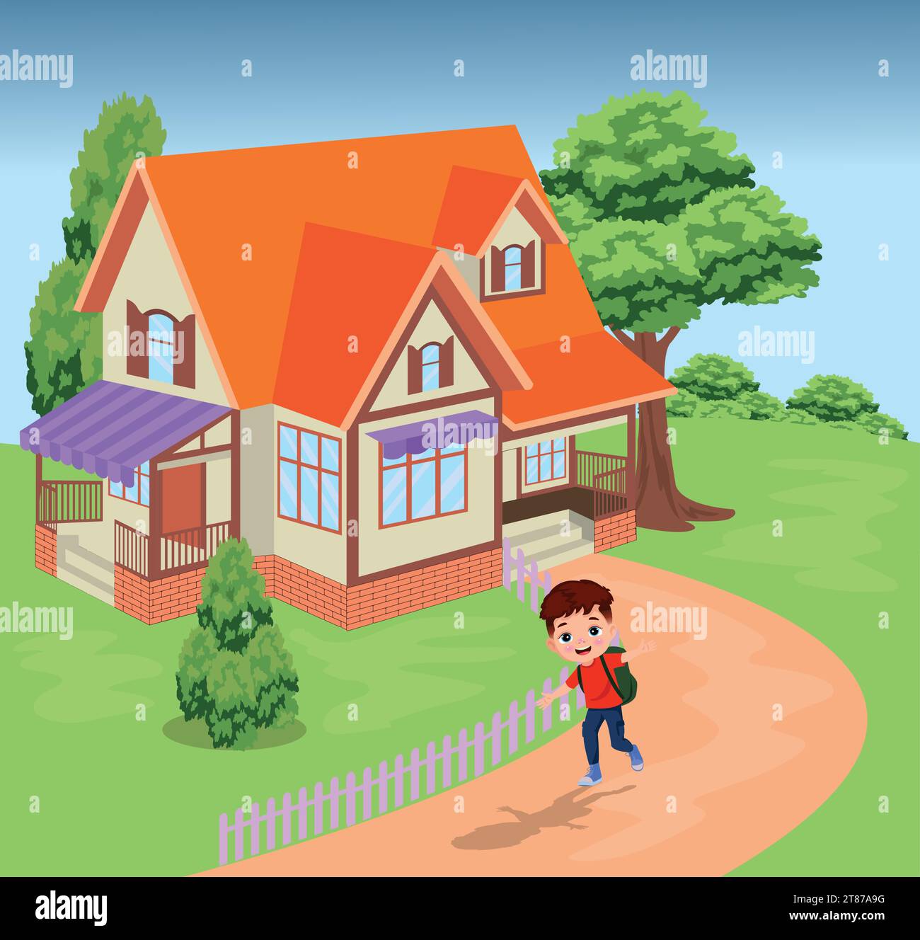 One cut cartoon house and children Stock Vector Image & Art - Alamy