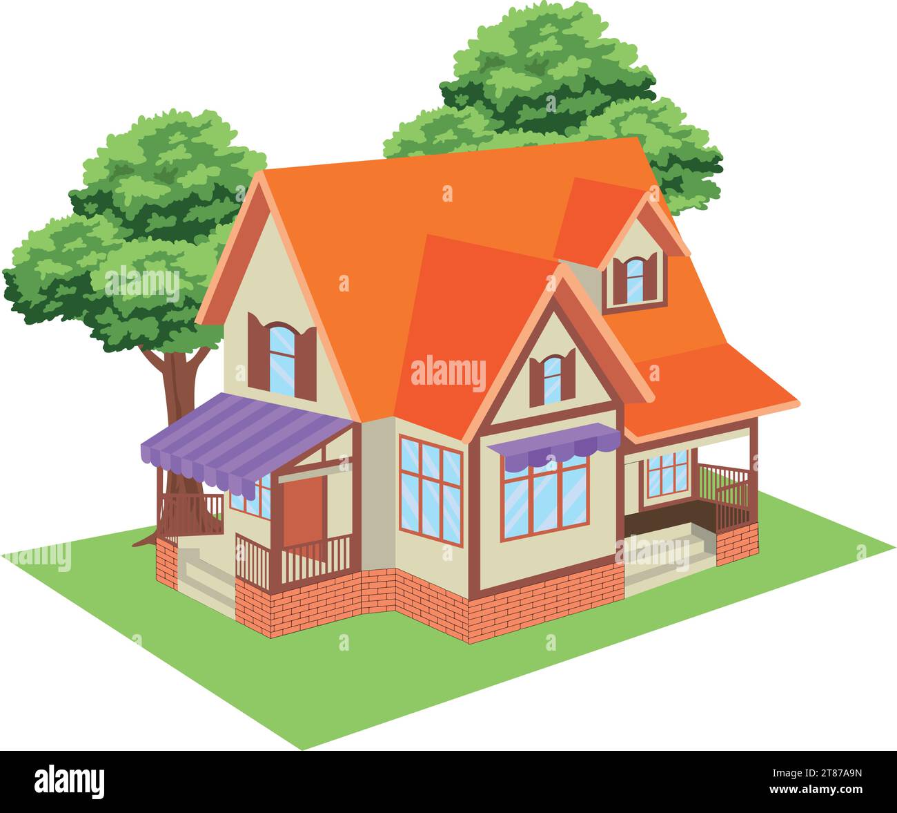 One cut cartoon house and children Stock Vector Image & Art - Alamy
