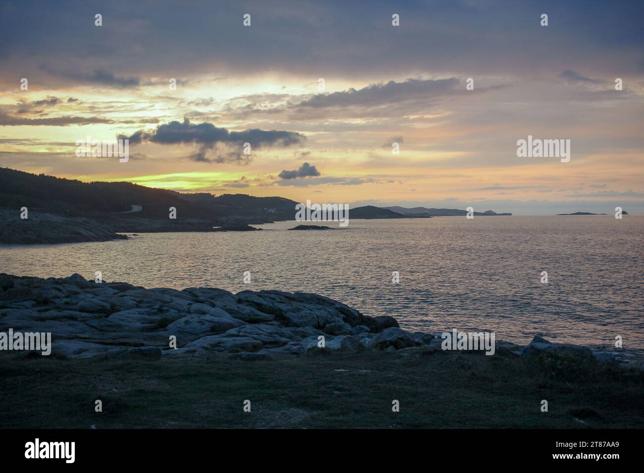 sunset in Burela, Spain, in the Cantabrian sea Stock Photo - Alamy