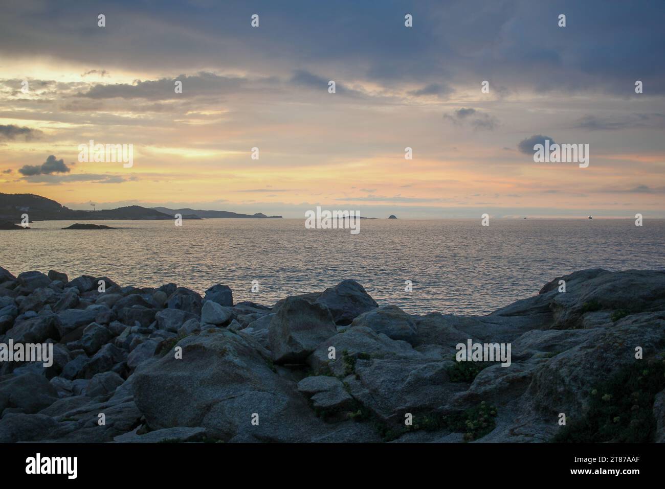 sunset in Burela, Spain, in the Cantabrian coast Stock Photo - Alamy