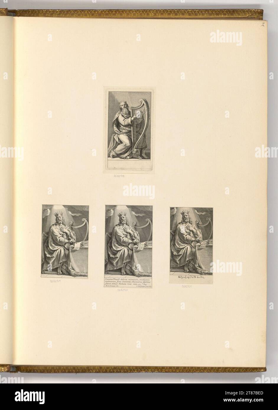Pieter van Schuppen (Engraver) King David writes his psalms. Copper ...