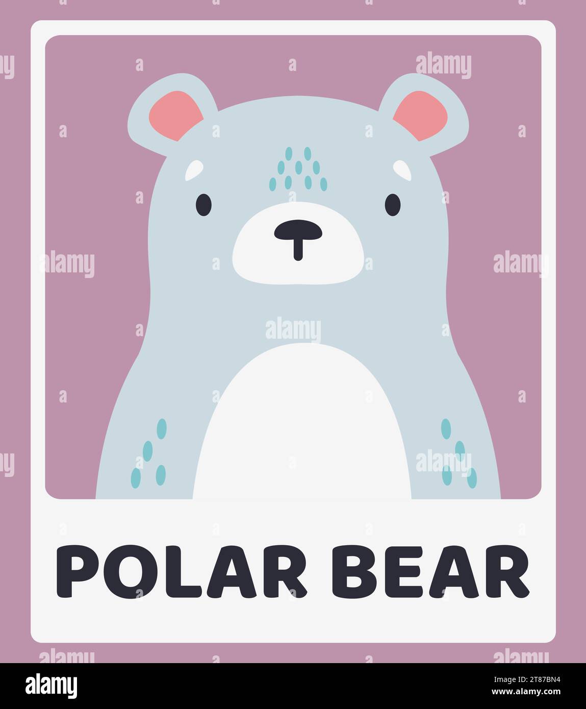 Cute polar bear. Animal portraits. Educational cards for children ...