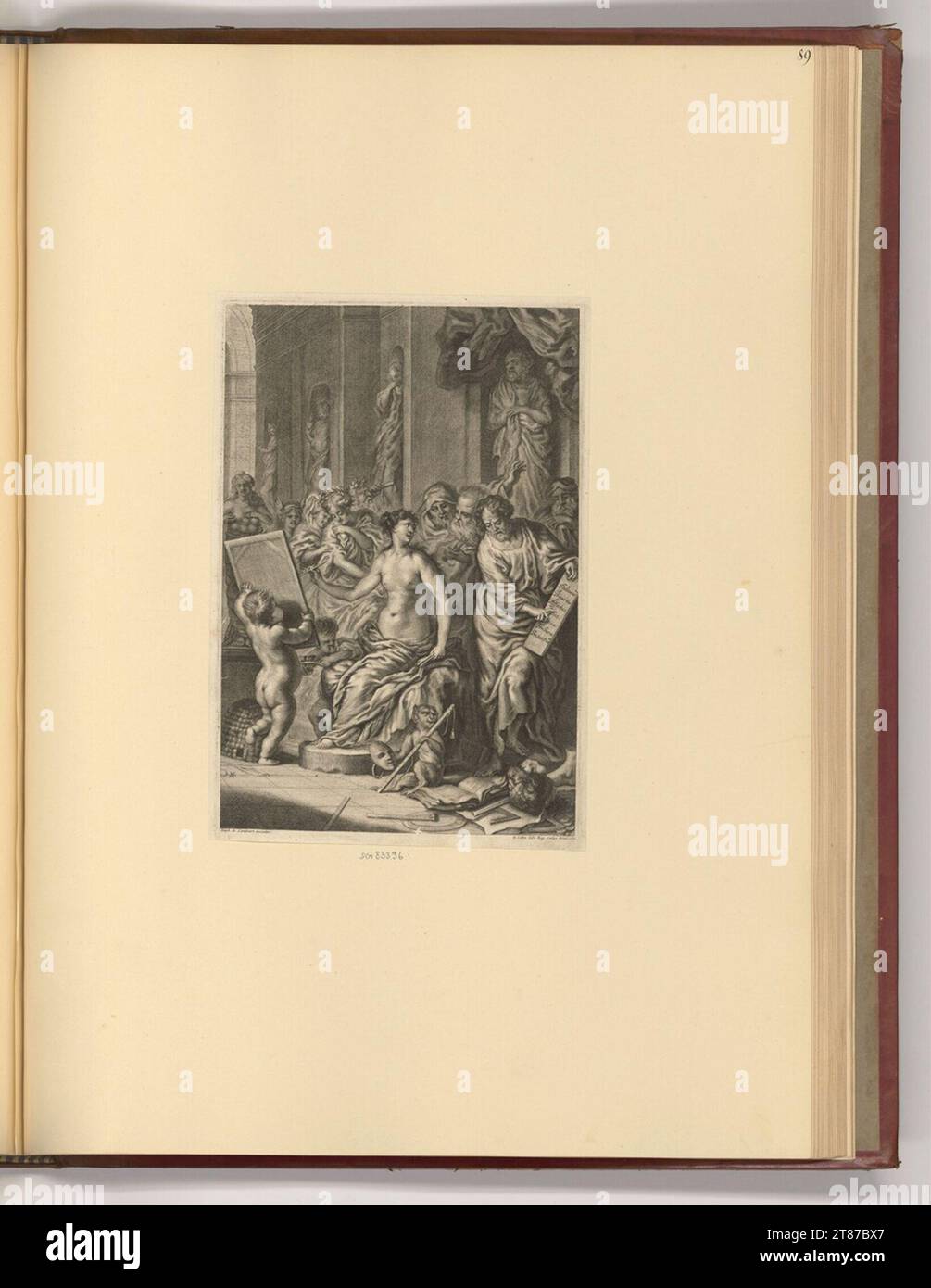 Richard Collin (Engraver) Allegory on painting. Copper engraving print ...