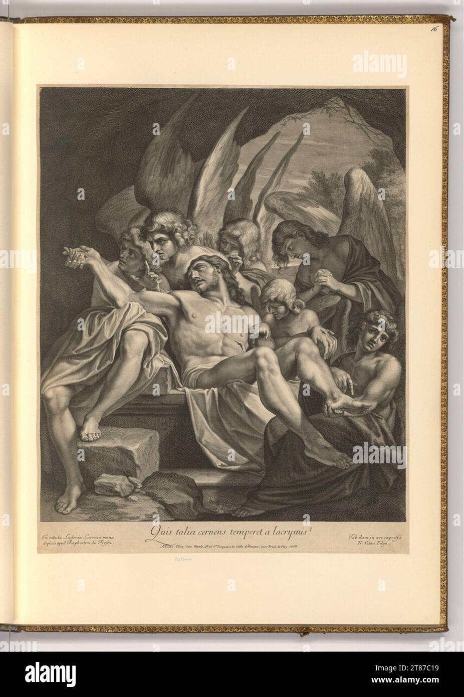 Nicolas Pitau (Engraver) Spring Christ through the angels. Copper ...