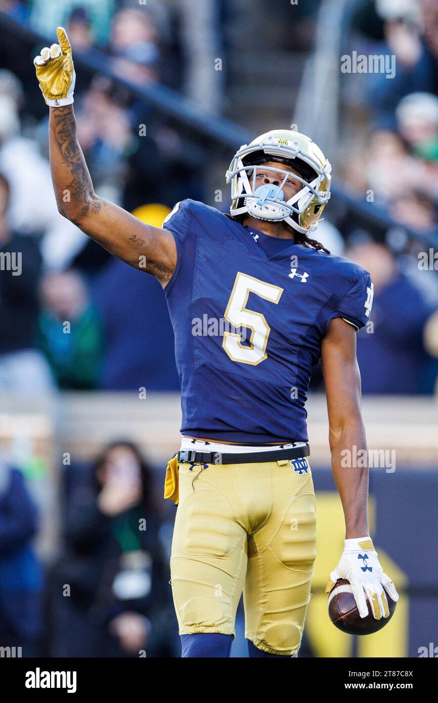 November 18, 2023: Notre Dame wide receiver Tobias Merriweather (5 ...