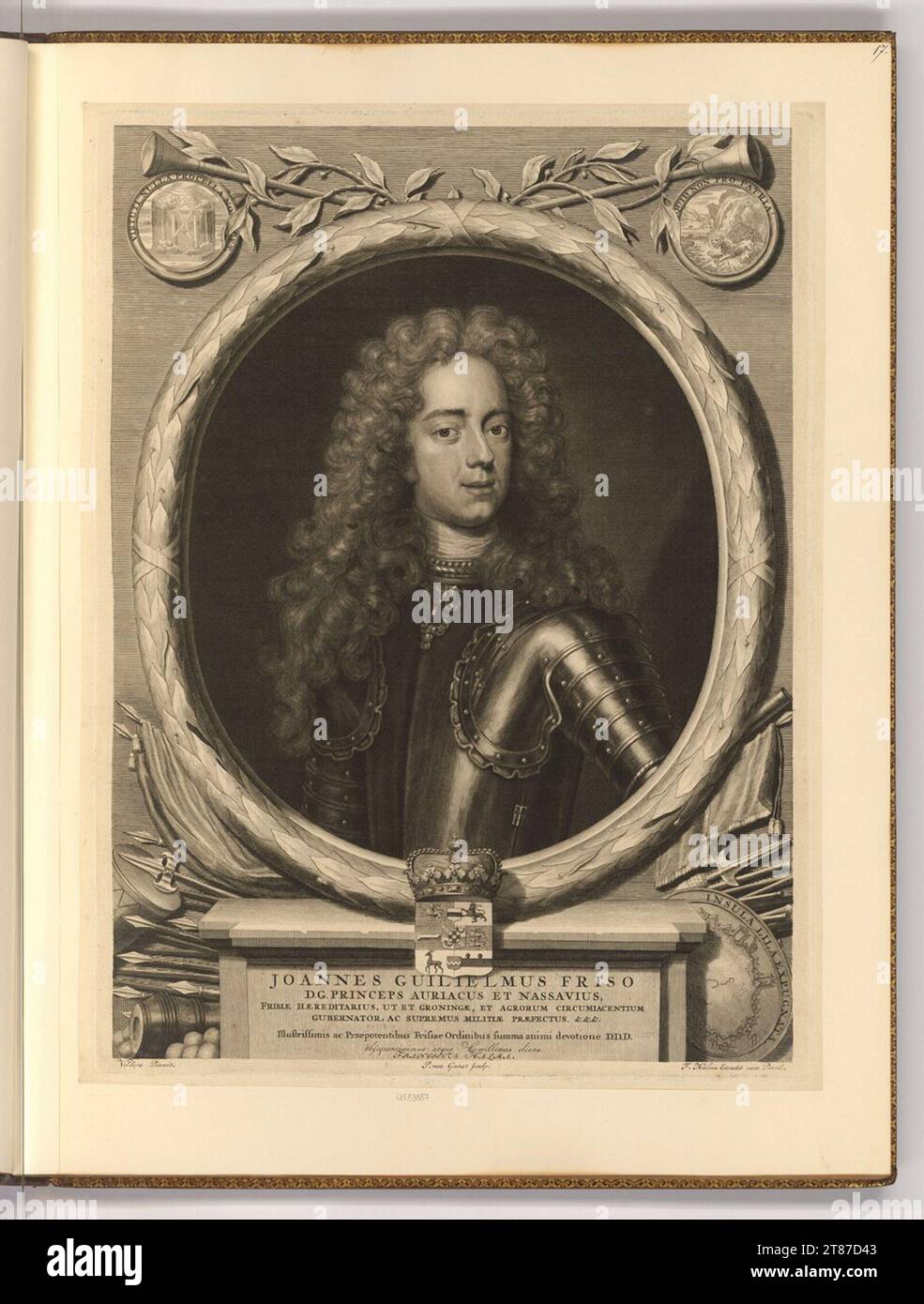 Pieter van Gunst (Engraver) Portrait Johann Wilhelm Friso, Prince of ...