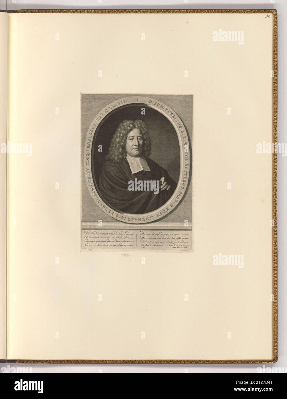 Pieter van Gunst (Engraver) Portrait Professor Johannes Texelius ...