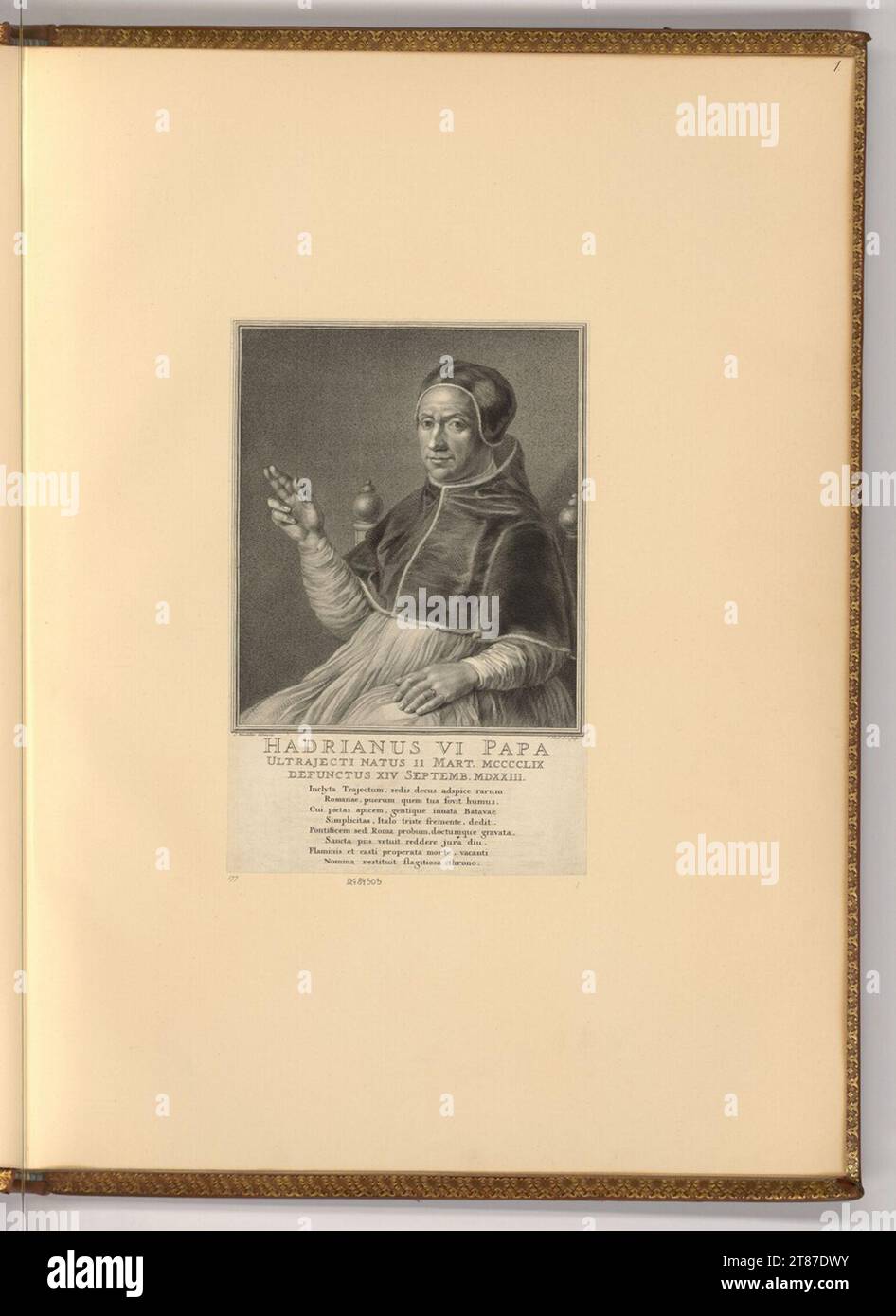 Jacob Houbraken (Engraver) Pope Hadrianus VI .. Copper engraving ...