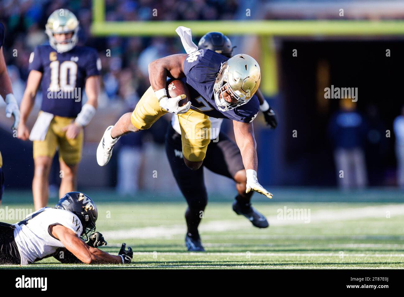 South Bend, Indiana, USA. 18th Nov, 2023. Wake Forest defensive back ...