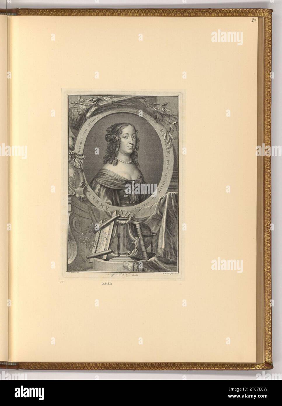 Jacob Houbraken (Engraver) Portrait Amalia van Solms. Copper engraving ...