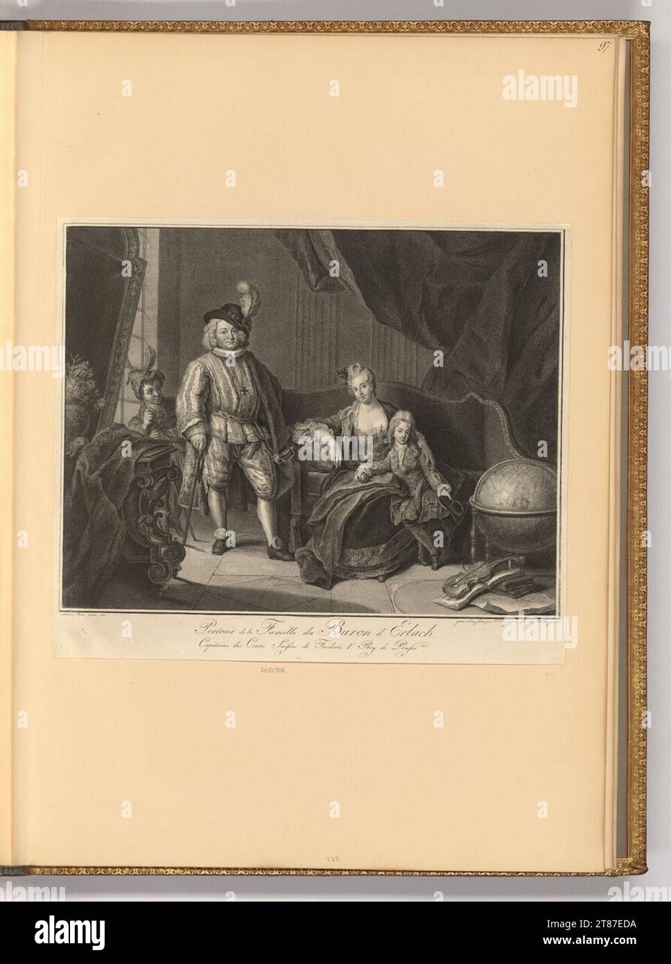 Pieter Tanjé (Engraver) The Baron of Erlach with his family. etching ...