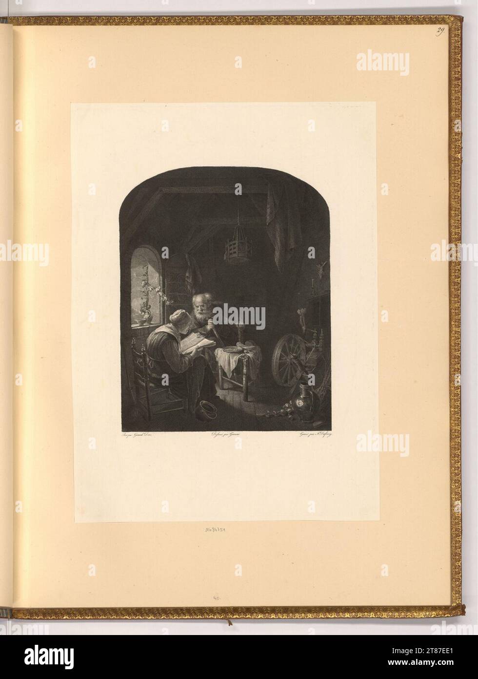 Jan Pieter de Frey (Engraver) An old couple reads from the Bible ...