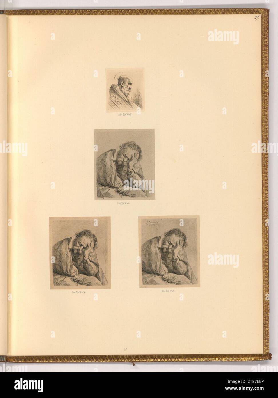 Jan Pieter de Frey (Engraver) St. Peter; Portrait of a sleeping man ...