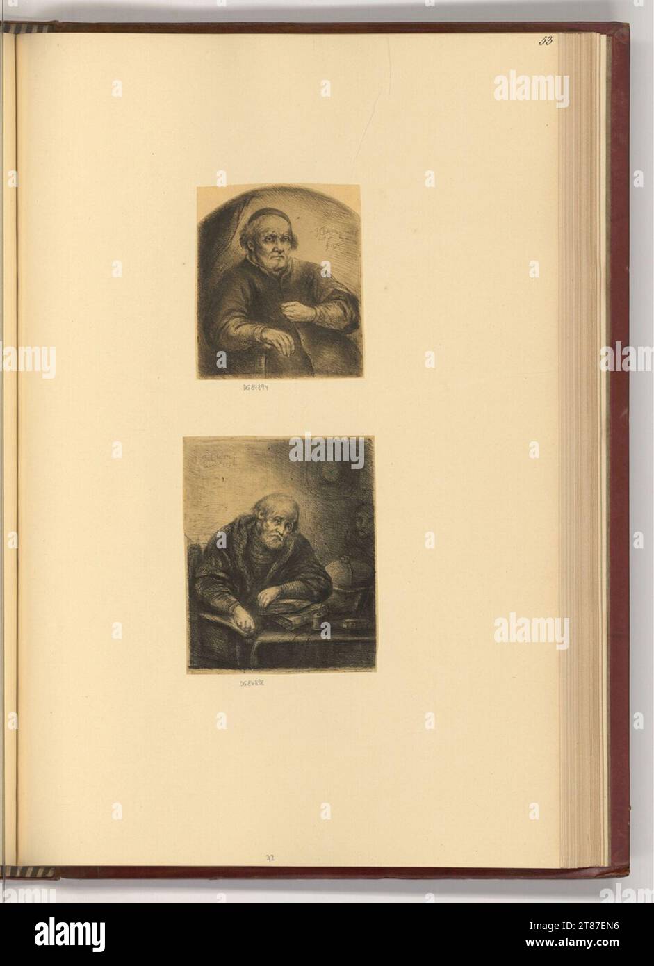 Jan Chalon (Engraver) Sitting man. etching 1800 , 1800 Stock Photo - Alamy