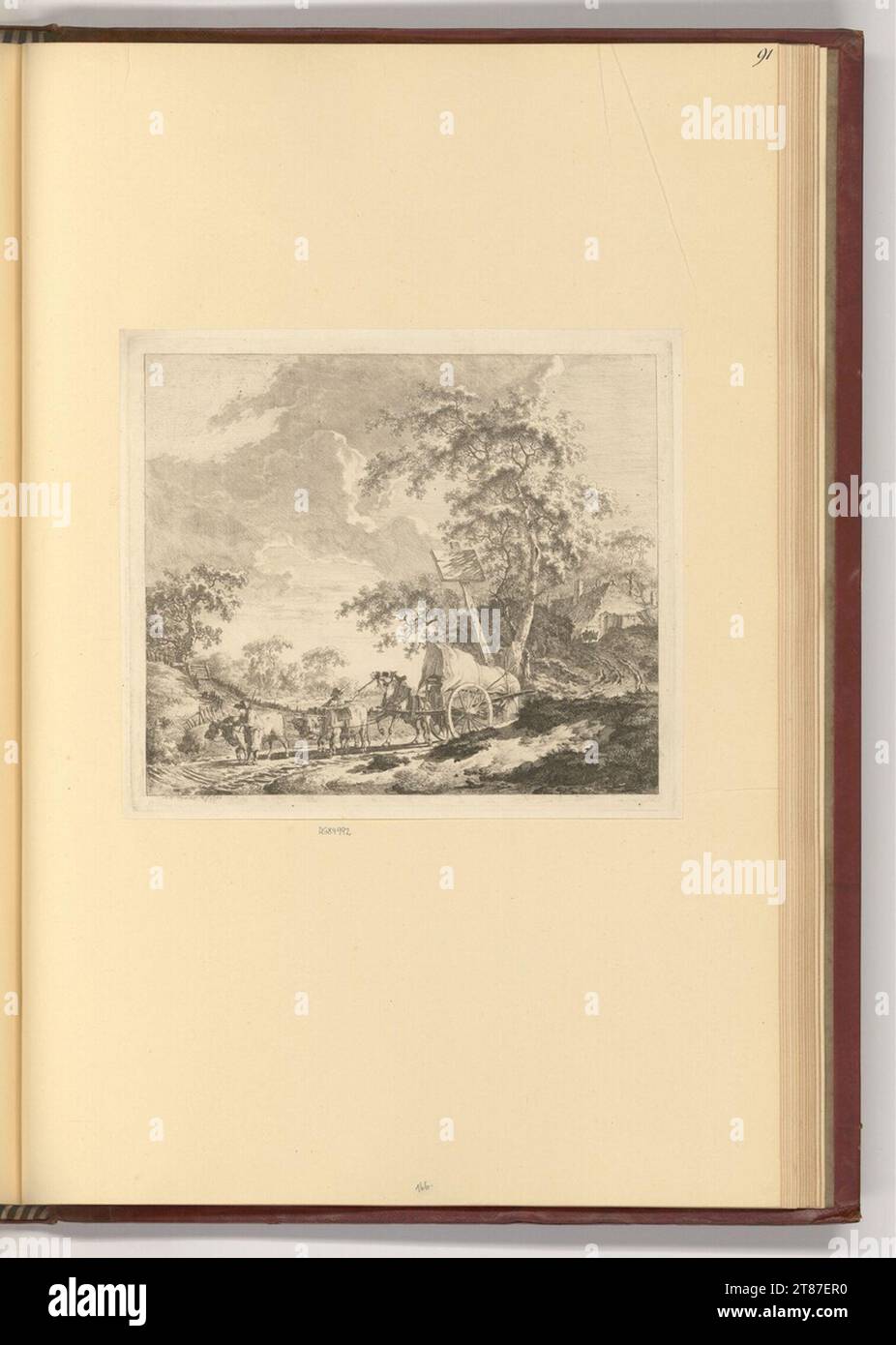 Barend Hendrik Thier (Engraver) Landscape with a covered wagon. etching ... Barend Hendrik Thier (Engraver) Landscape with a covered wagon. etching ...