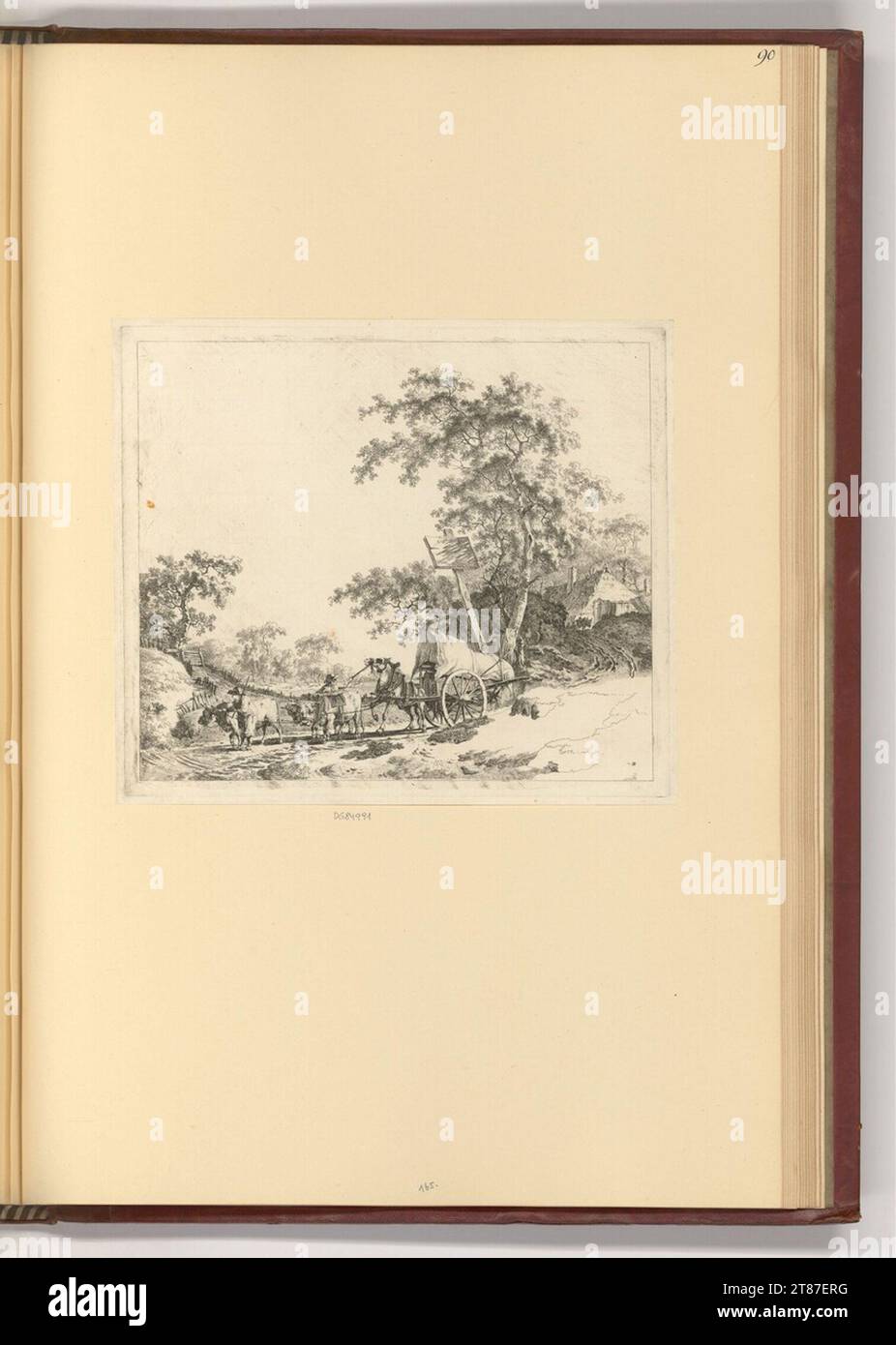 Barend Hendrik Thier (Engraver) Landscape with a covered wagon. etching ... Barend Hendrik Thier (Engraver) Landscape with a covered wagon. etching ...