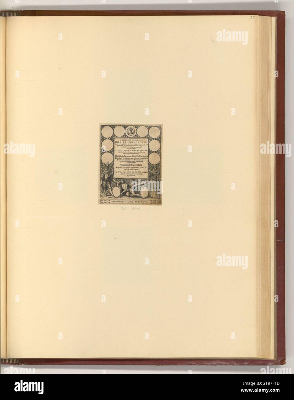 Johann Theodor de Bry (Engraver) Title cartridge. Copper engraving ...