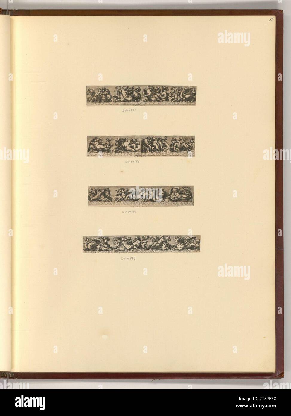 Theodor de Bry (Engraver) Ornament frieze with sea lines and putti ...