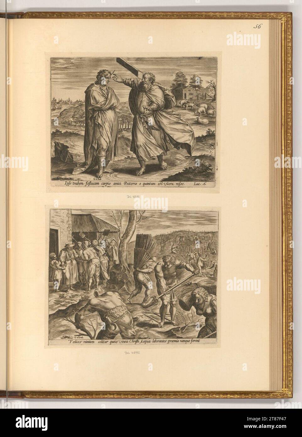 Hans Collaert d. Ä. (Engraver) The parable of the splinter and bar in ...