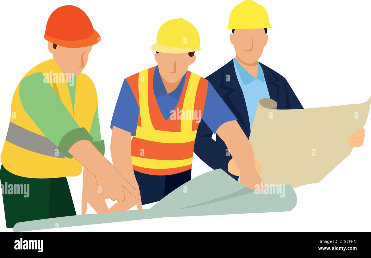 Smart civil architect engineer inspecting and working outdoors building ...