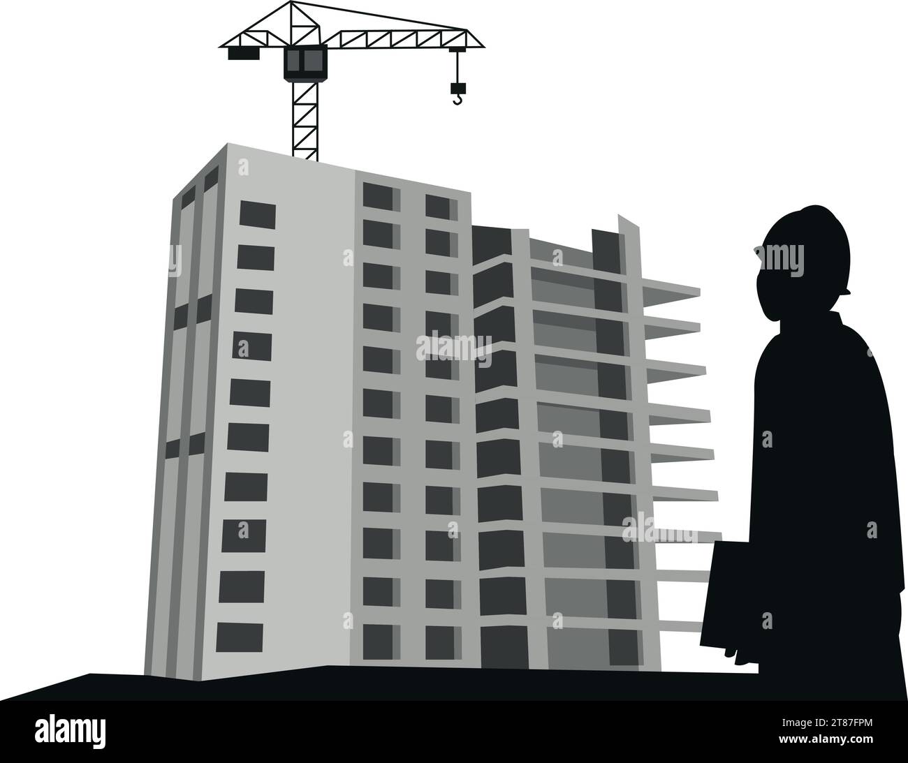 Smart civil architect engineer inspecting and working outdoors building ...