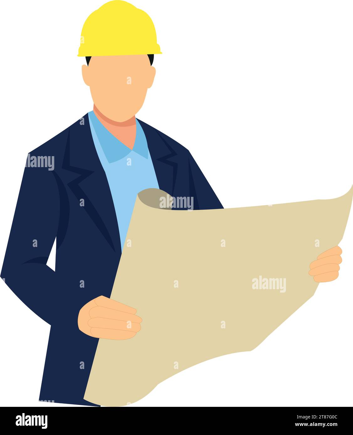 Smart civil architect engineer inspecting and working outdoors building ...