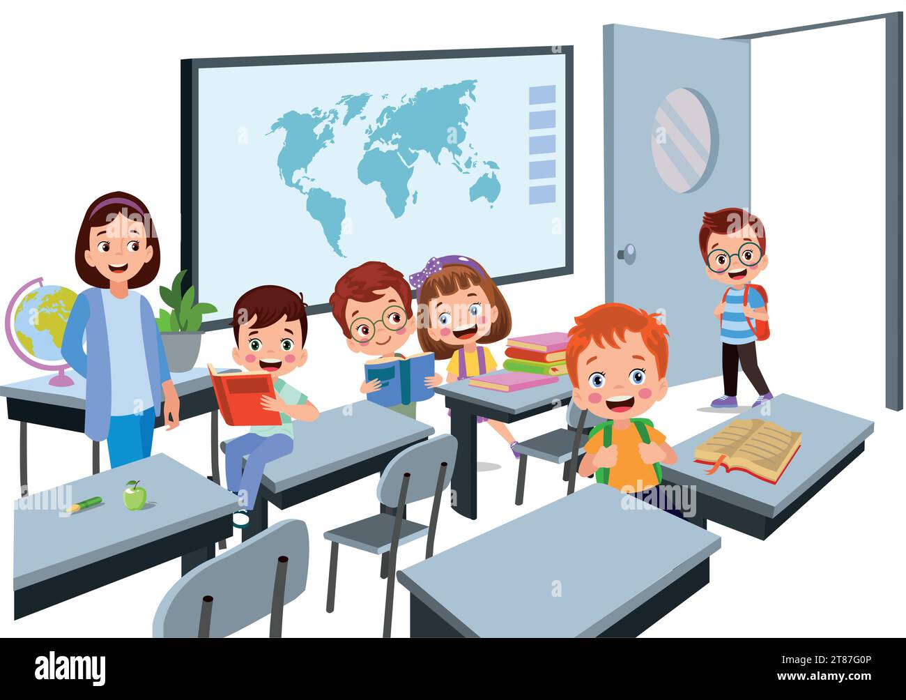 Teacher book students indoor Stock Vector Images - Alamy
