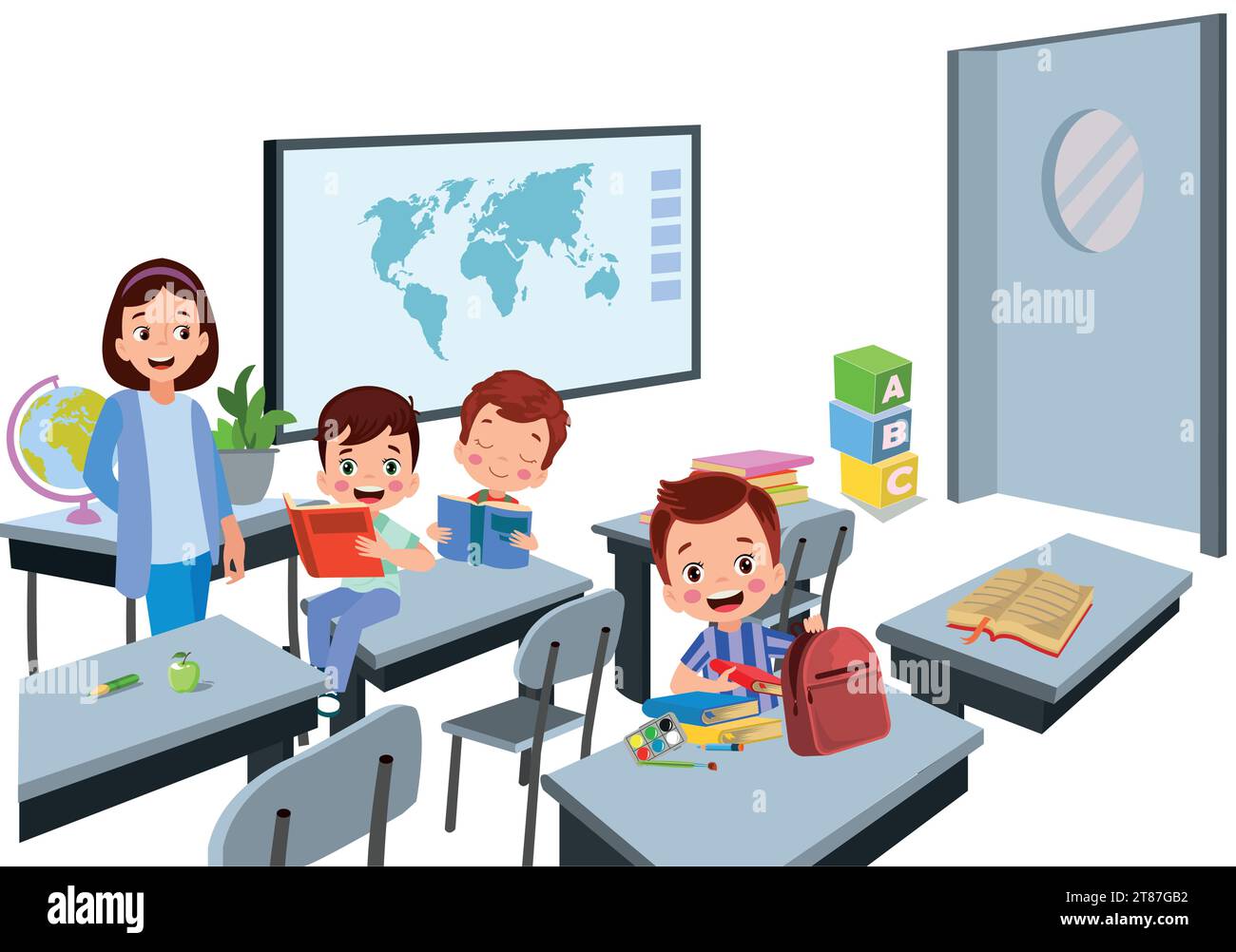 cute students in class at school Stock Vector Image & Art - Alamy