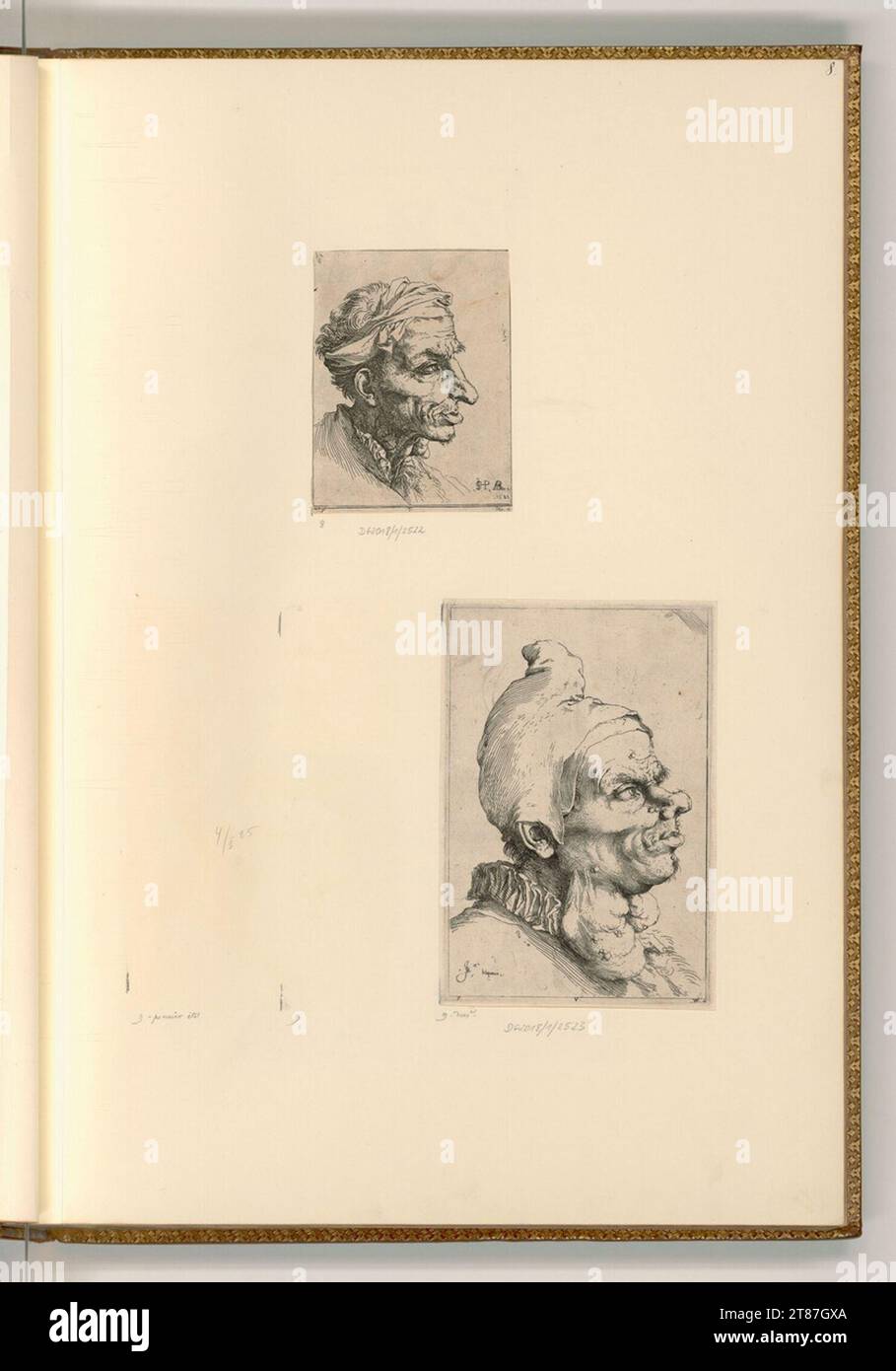 Giuseppe Ribera Grotesque men's heads with warts and skin growths ...