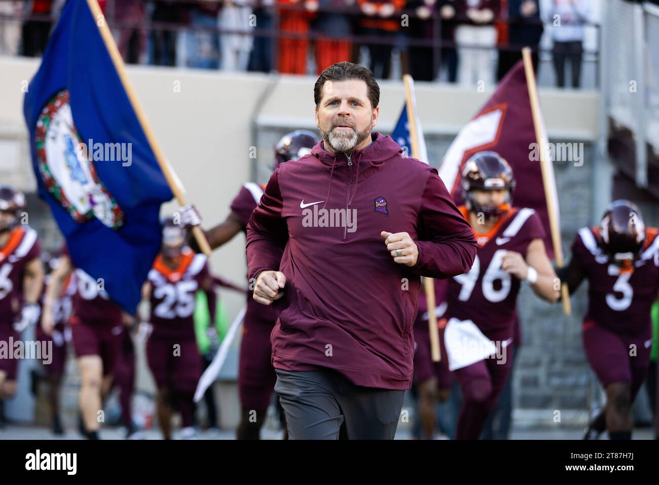 Blacksburg, VA, USA. 18th Nov, 2023. Virginia Tech Hokies head coach ...