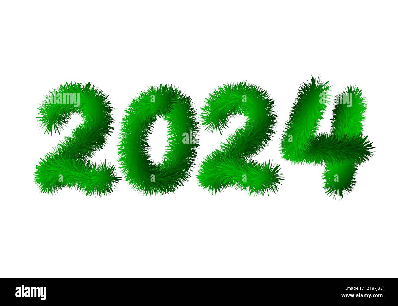 2024 numbers made of fir branches. Fur or tinsel effect. Holidays ...