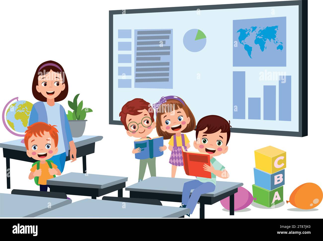 cute students in class at school Stock Vector Image & Art - Alamy