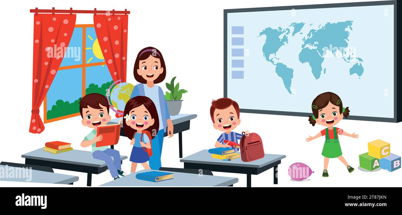 cute students in class at school Stock Vector Image & Art - Alamy