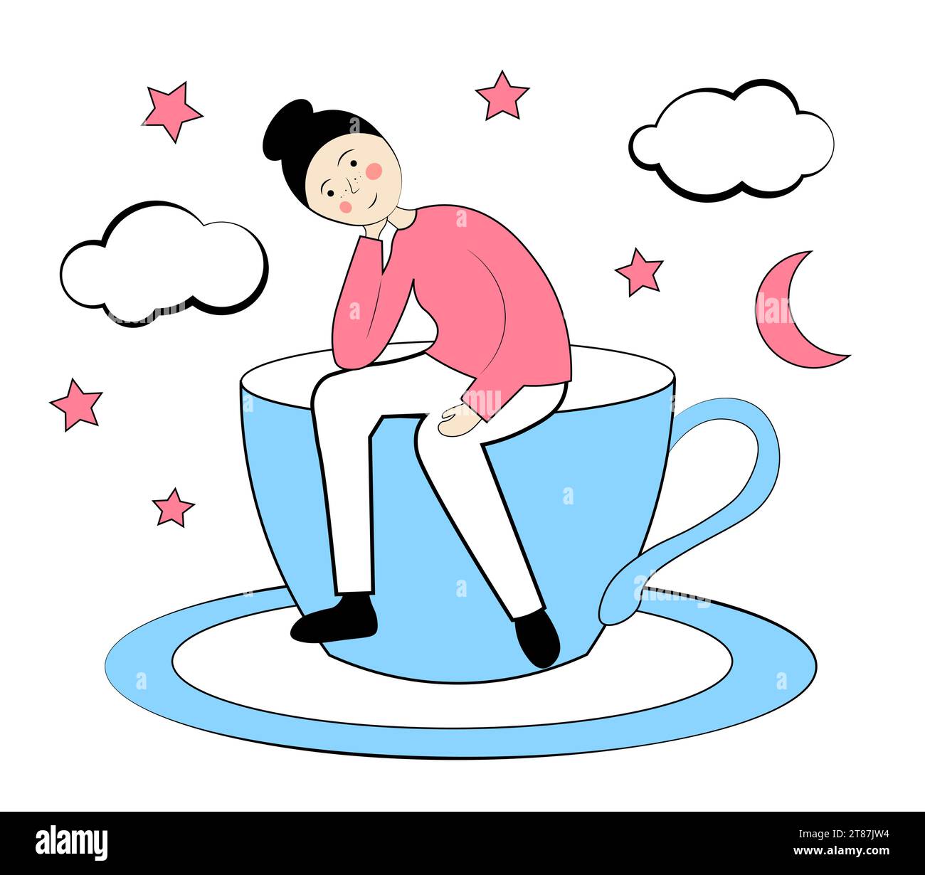Sleep woman moon Stock Vector Images - Alamy