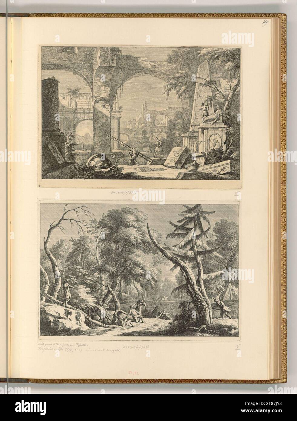 Davide Antonio Fossati (Engraver) Ruin landscape; Forest landscape with ...