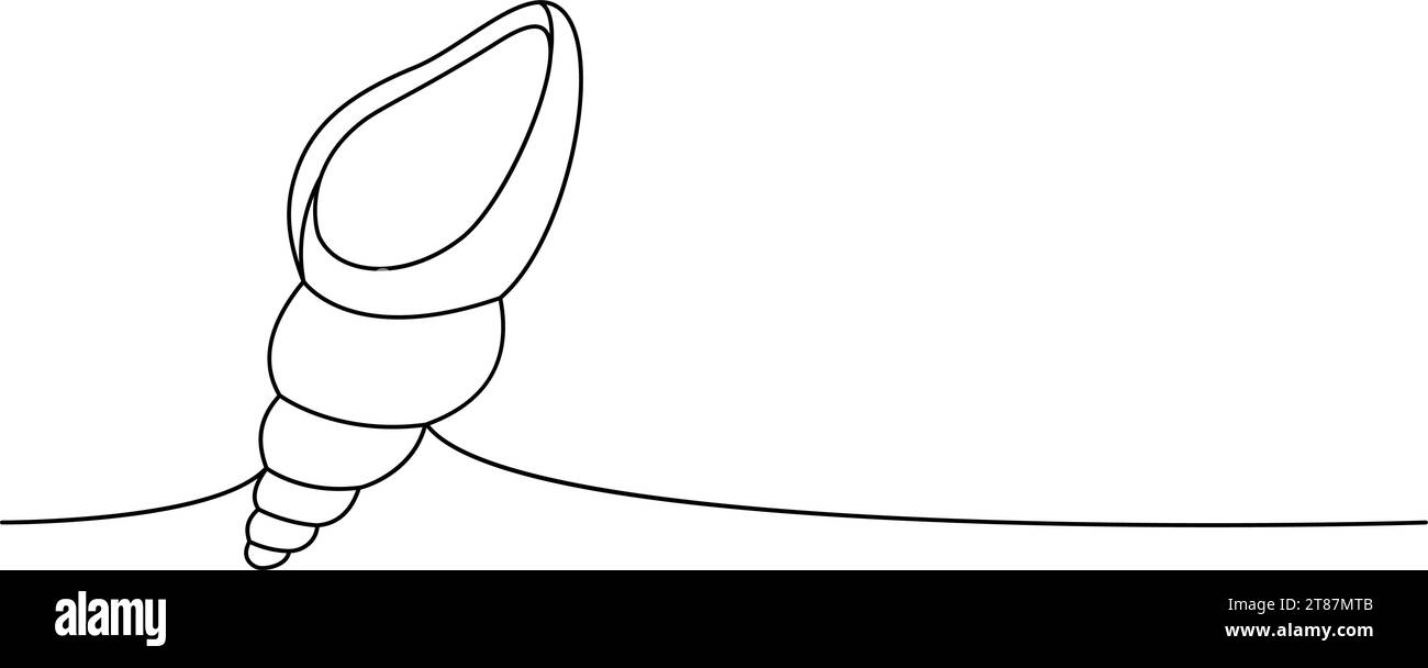 Mollusc one line continuous drawing. Tropical underwater shell ...