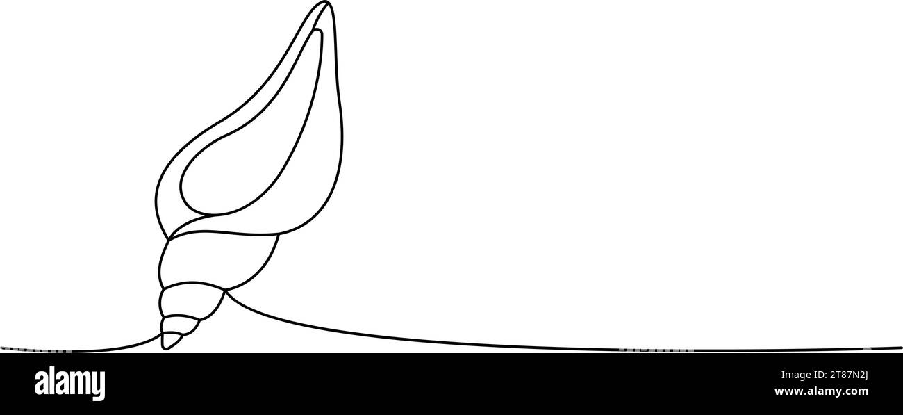 Underwater shell one line continuous drawing. Tropical underwater shell ...