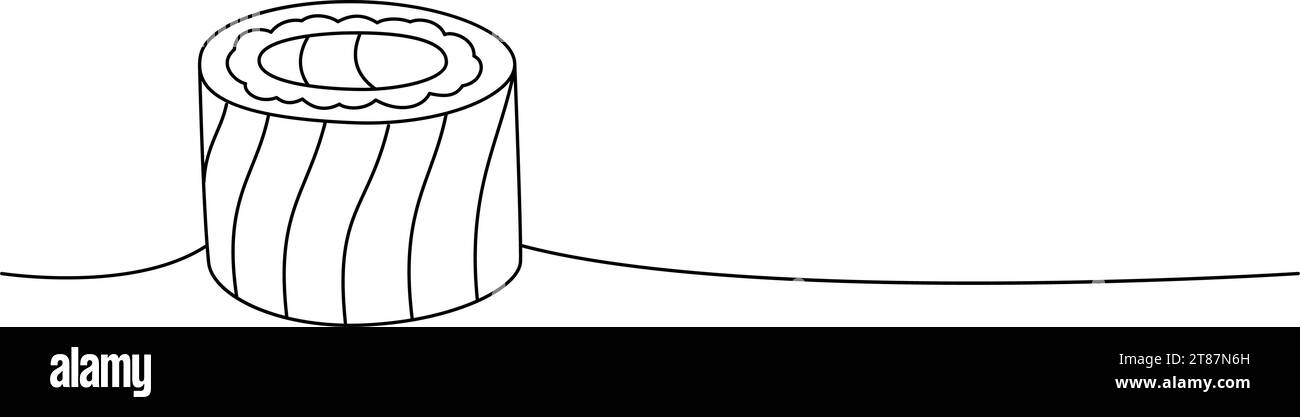 Philadelphia sushi roll one line continuous drawing. Japanese cuisine ...