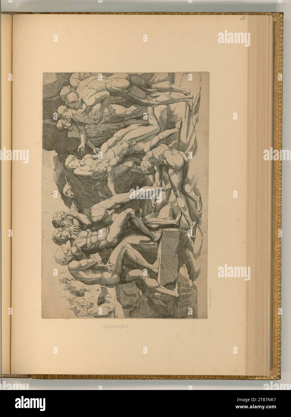 Schule von Fontainebleau Group of ten men. Copper engraving print 1540 ...