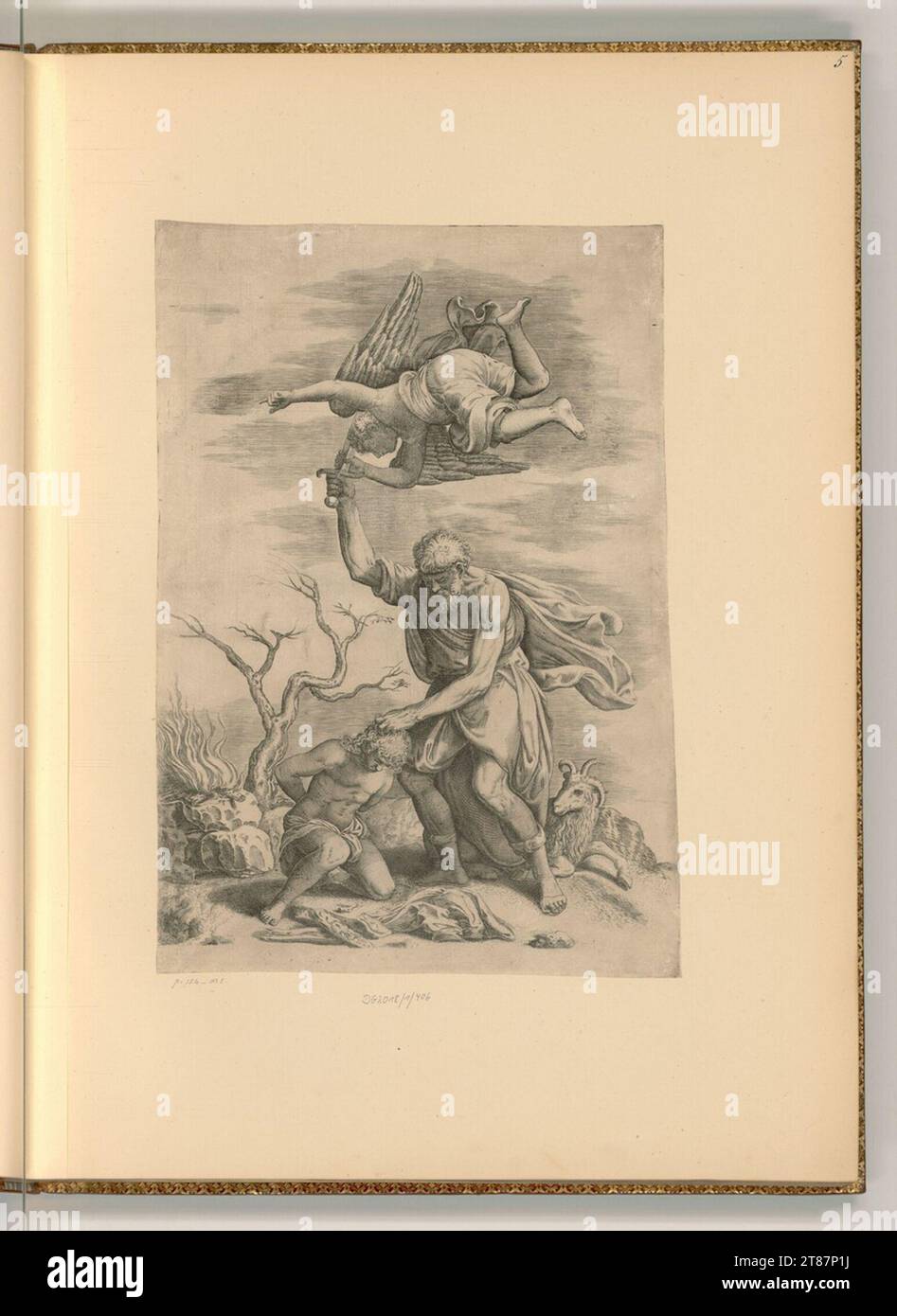 unbestimmt (Engraver) Sacrifice of Isaak, the angel touches Abraham's ...
