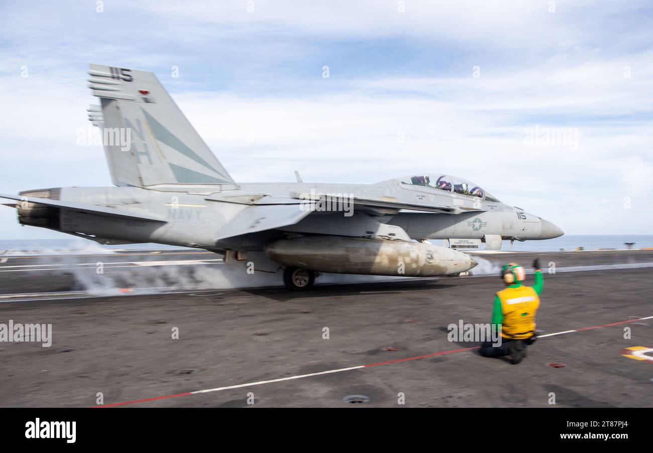PACIFIC OCEAN (Nov. 13, 2023) An F/A-18F Super Hornet, assigned to the ...