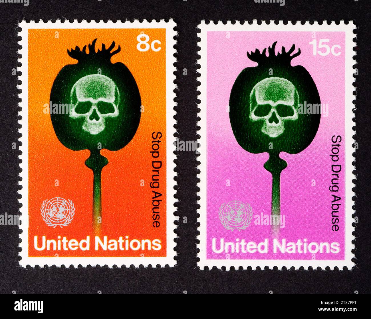 STOP DRUG ABUSE UNITED NATIONS POSTAGE STAMP Stock Photo - Alamy